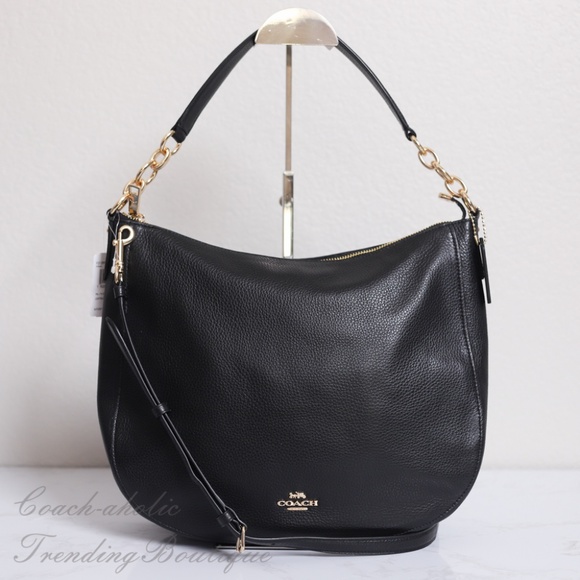 Coach | Bags | Nwt Coach Pebble Leather Elle Hobo In Black | Poshmark